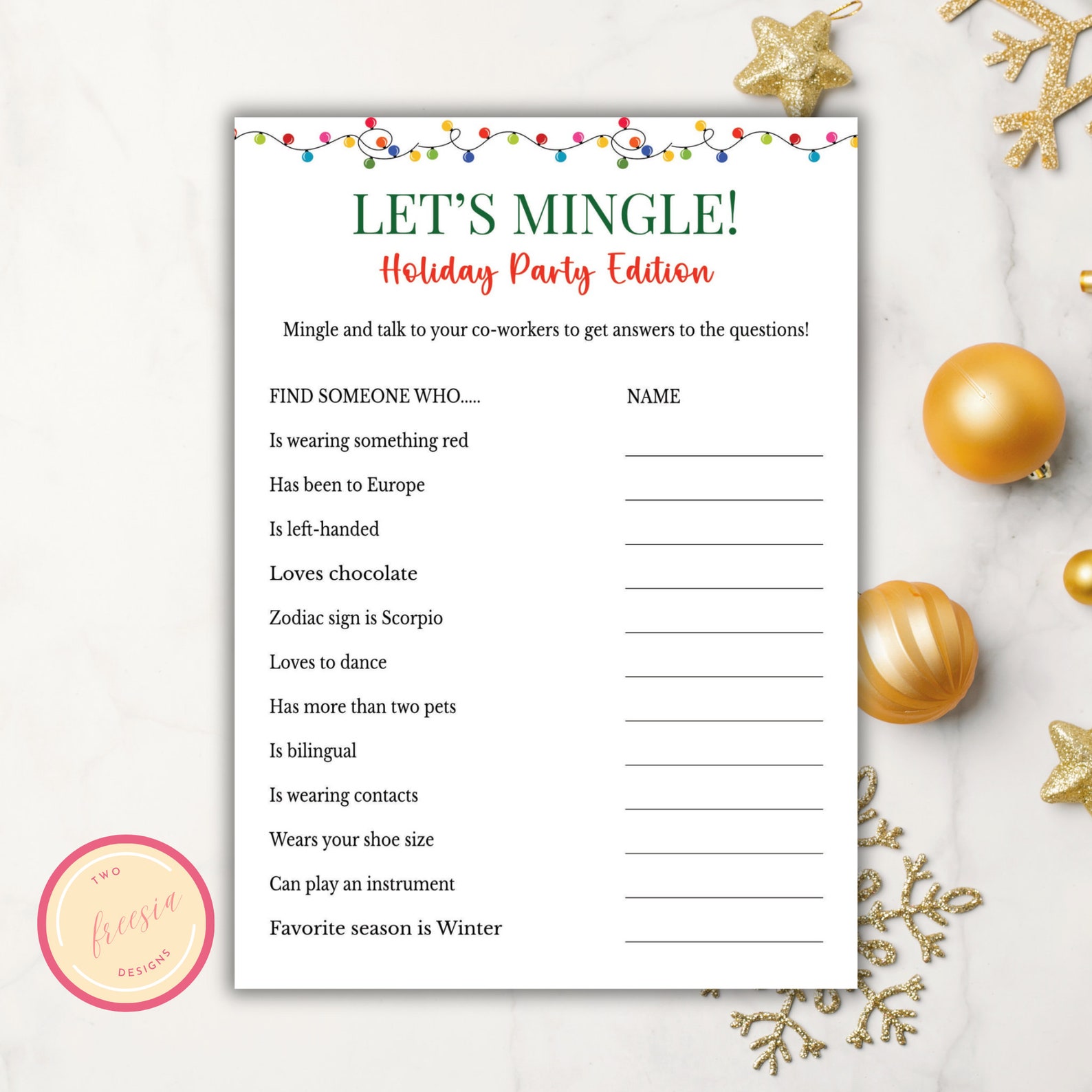 Christmas Let's Mingle Game - Jingle Mingle - Printable Christmas Party ...