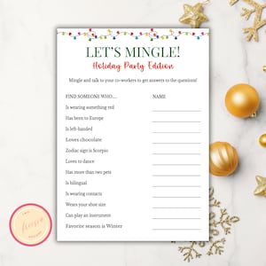 Christmas Let's Mingle Game - Jingle Mingle - Printable Christmas Party ...