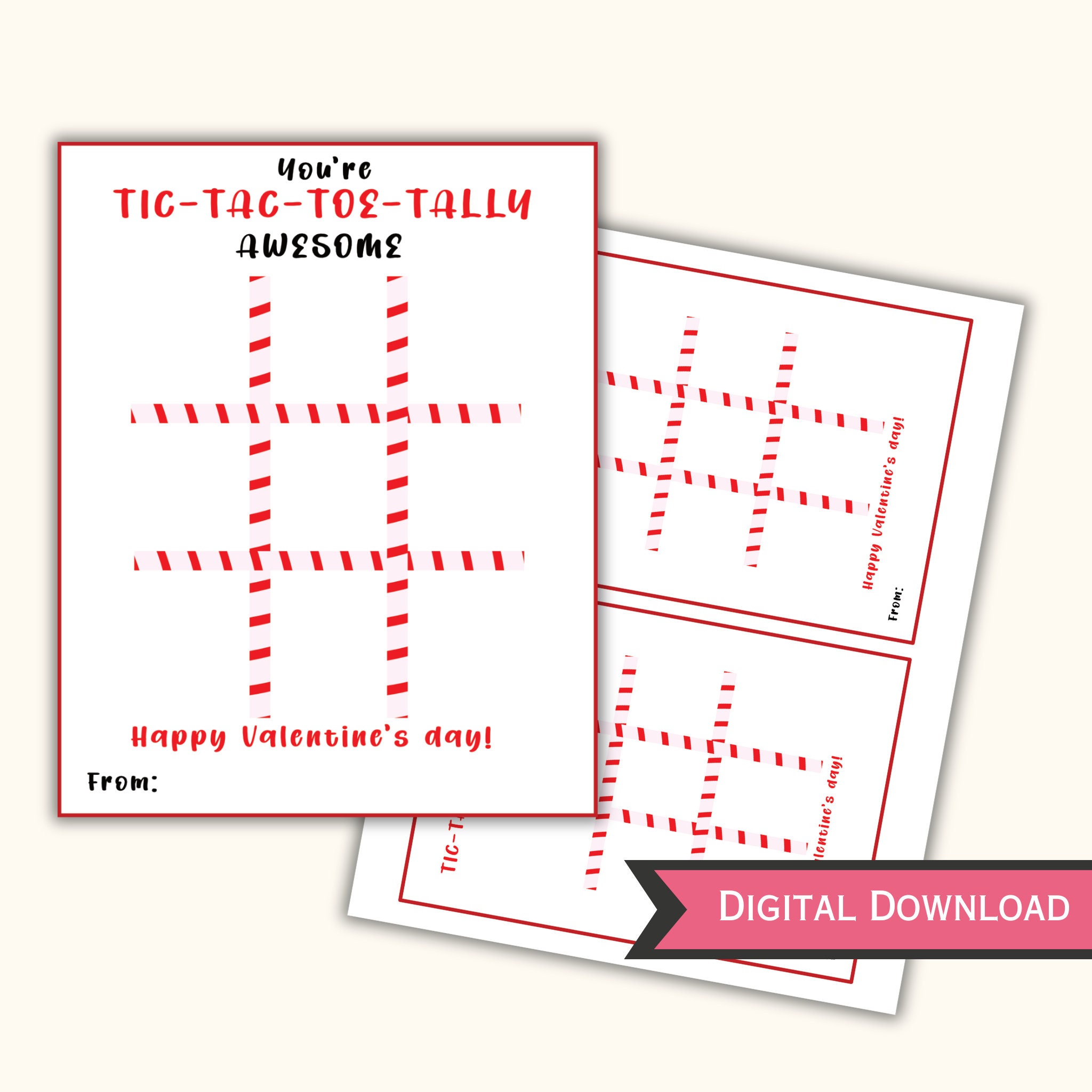 Editable Valentine's Day Tic Tac Toe Cards for Kids School and Party ...