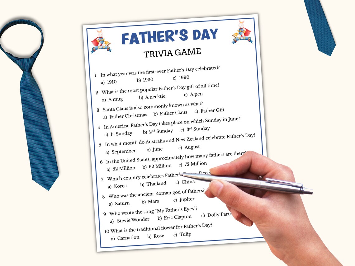Father's Day Trivia Game - Printable Father's Day Game - Happy Father's ...