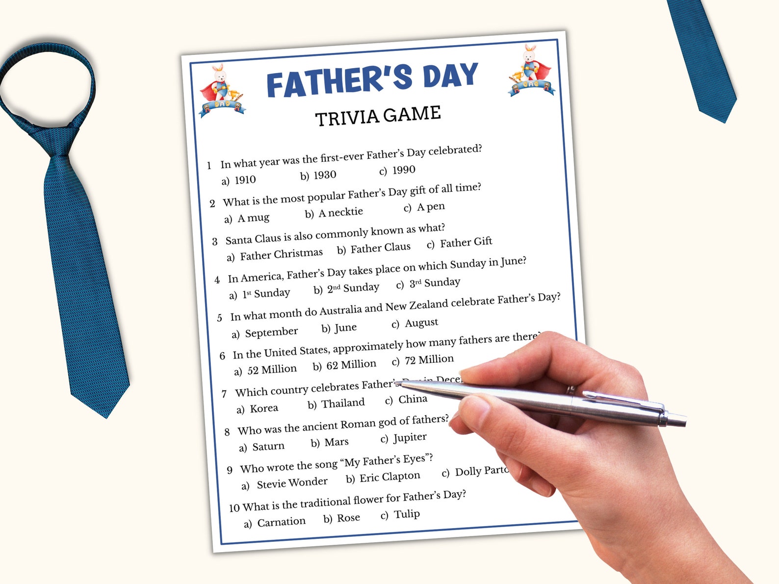 Father's Day Trivia Game - Printable Father's Day Game - Happy Father's ...