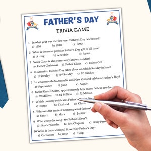 Father's Day Trivia Game - Printable Father's Day Game - Happy Father's ...