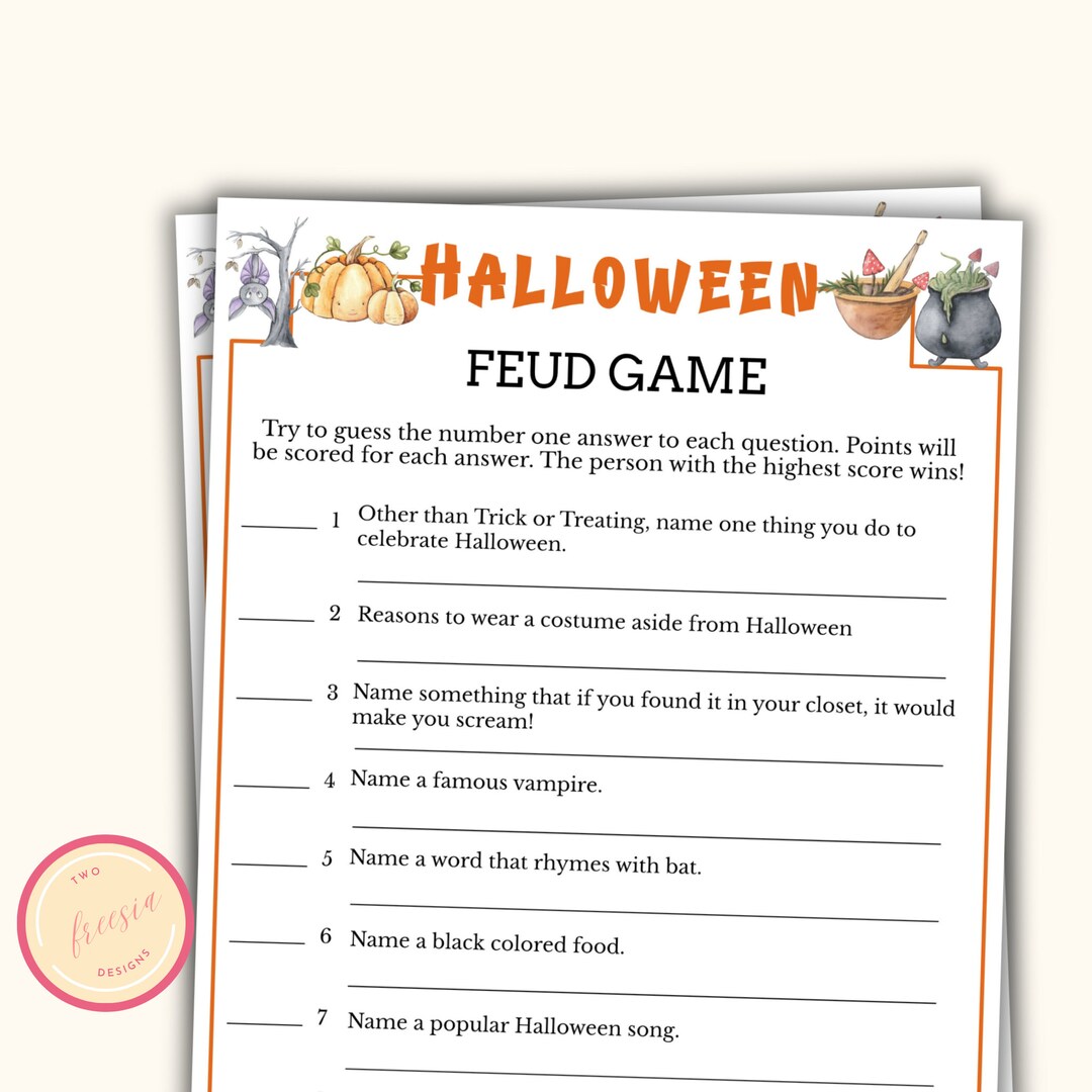 Feud Game - Printable Halloween Party Game for Teens and Adults ...