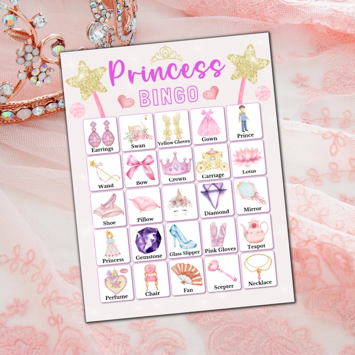 Princess Bingo Game - Printable Princess Bingo for Girls Birthday ...