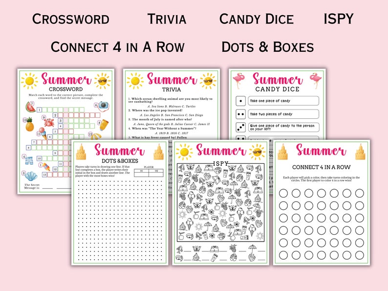 27 Summer Party Games Bundle Printable Beach, Pool Party Games and ...