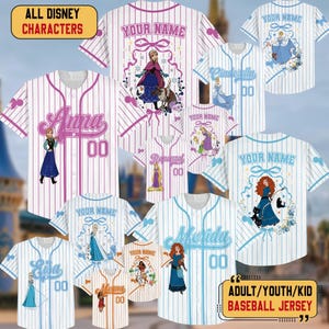 Personalized Anna Elsa Frozen Baseball Jersey, Belle Cinderella ...
