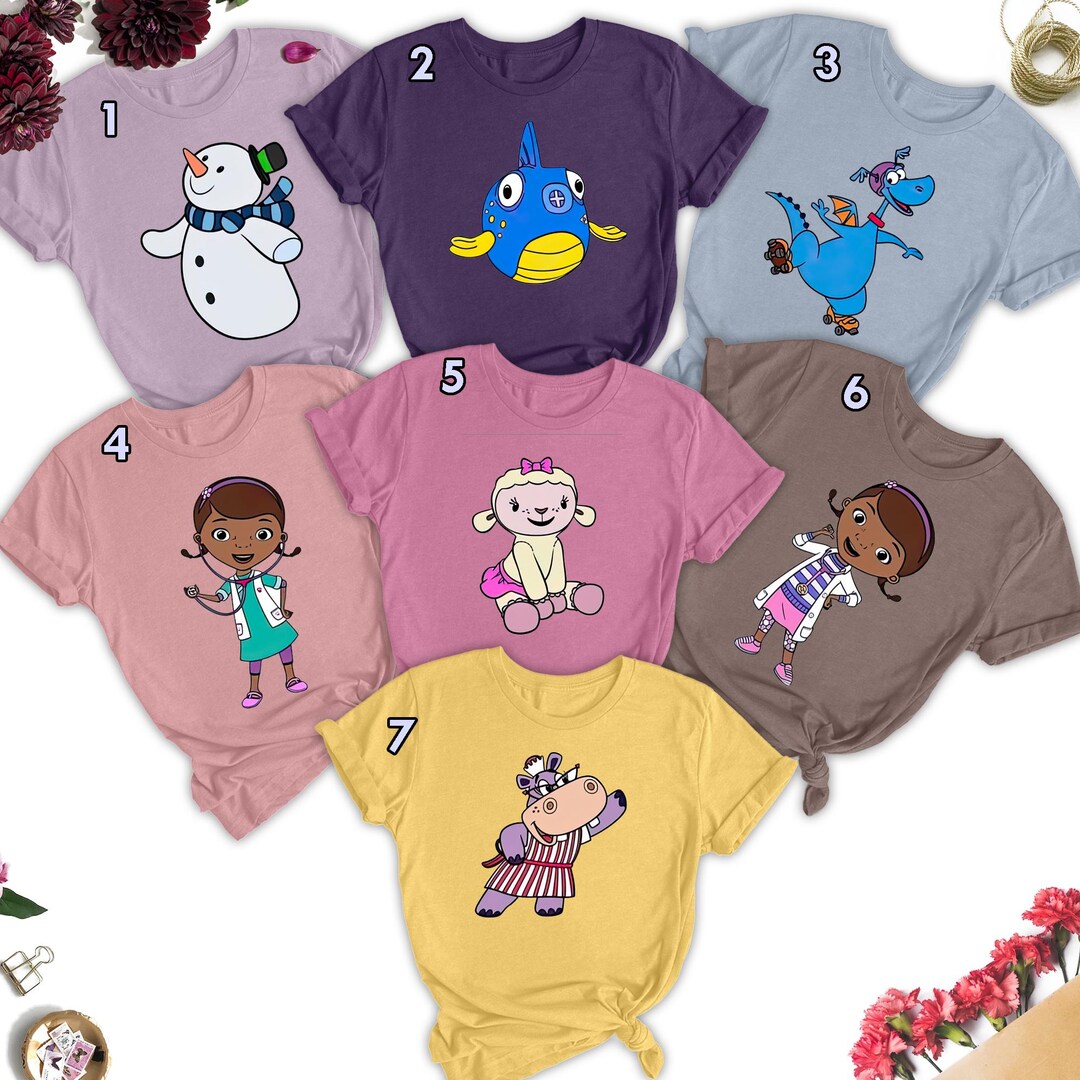 Doc Mcstuffins Characters T-shirt, Doc Mcstuffins Birthday Party Gift ...