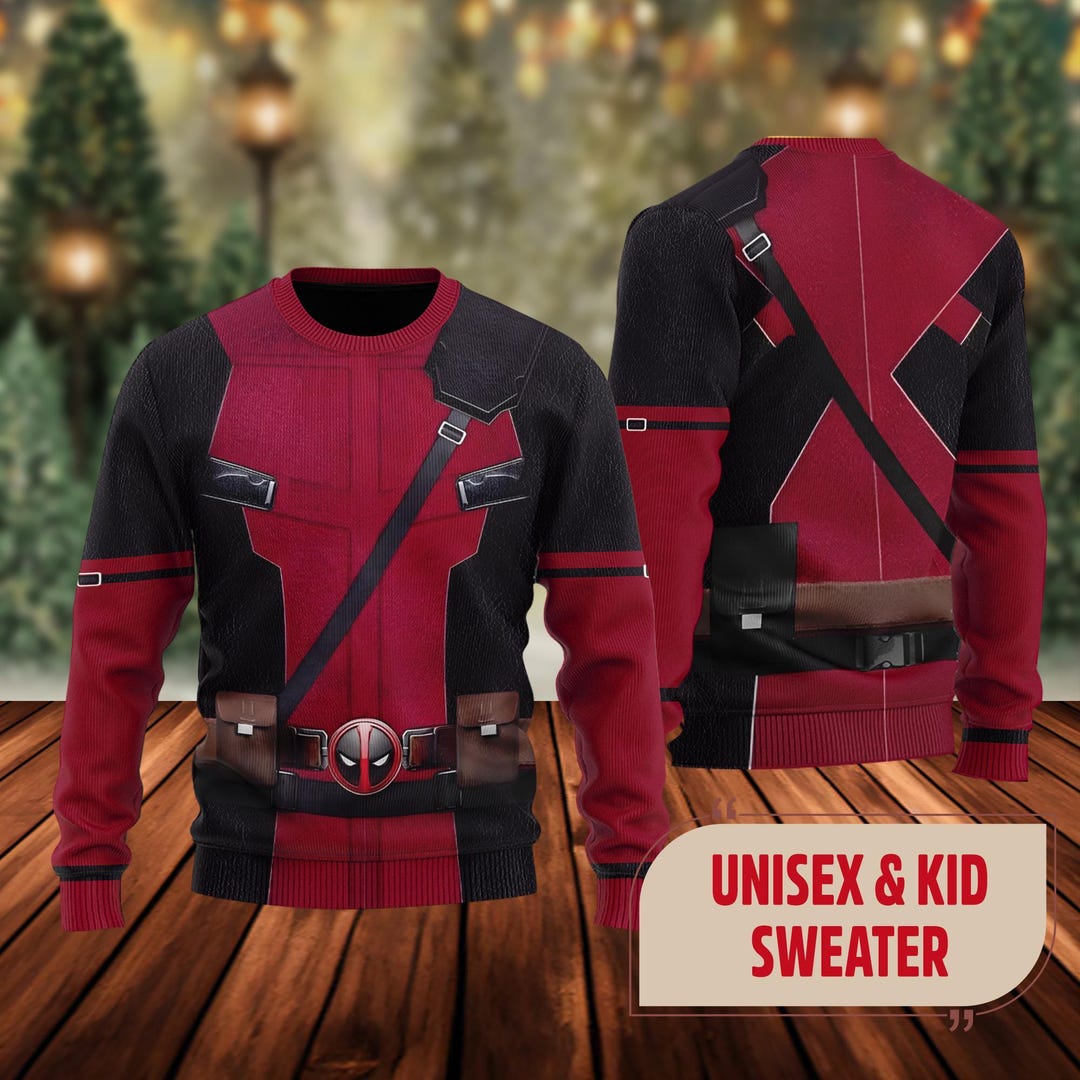 Deadpool Superhero Ugly Christmas Sweater, Deadpool & Wolverine Movie ...