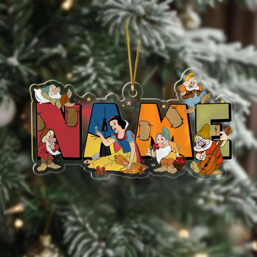 Personalize Snow White Princess and Seven Dwarfs Christmas Ornament ...
