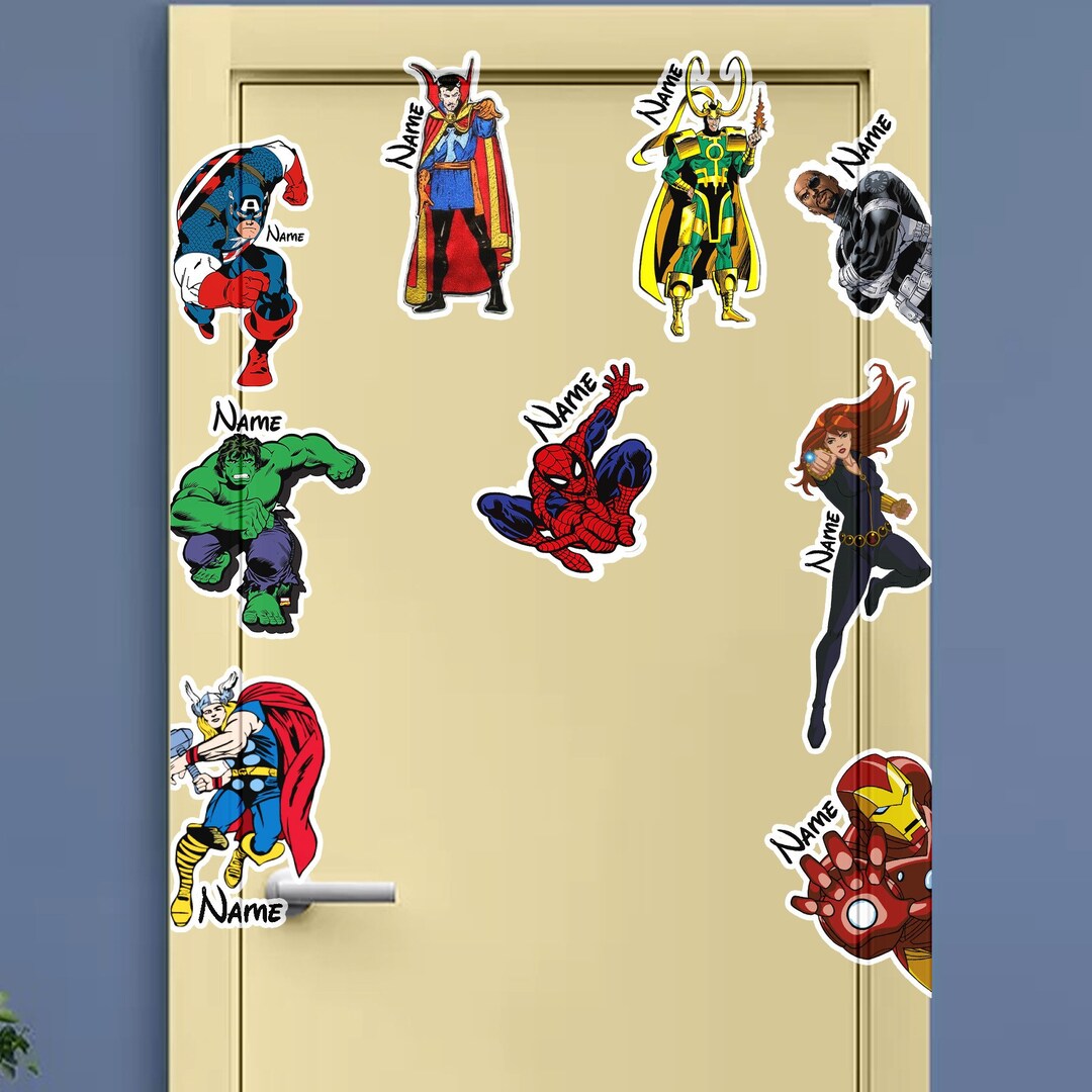 Personalized Team Superhero Door Magnets, Custom Super Hero Movie ...