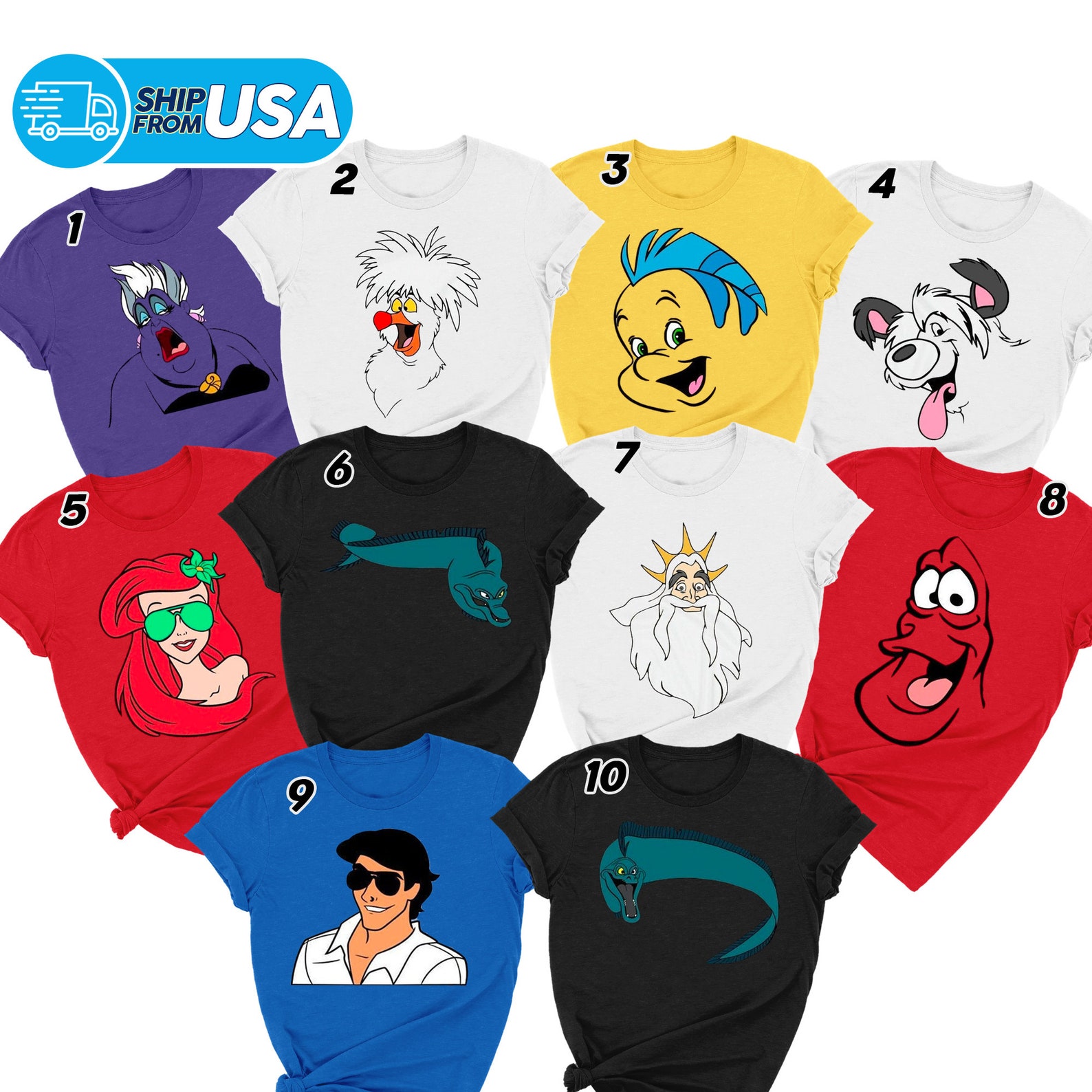 Little Princess Mermaid Shirts, Mermaid Family Costume Face Matching ...