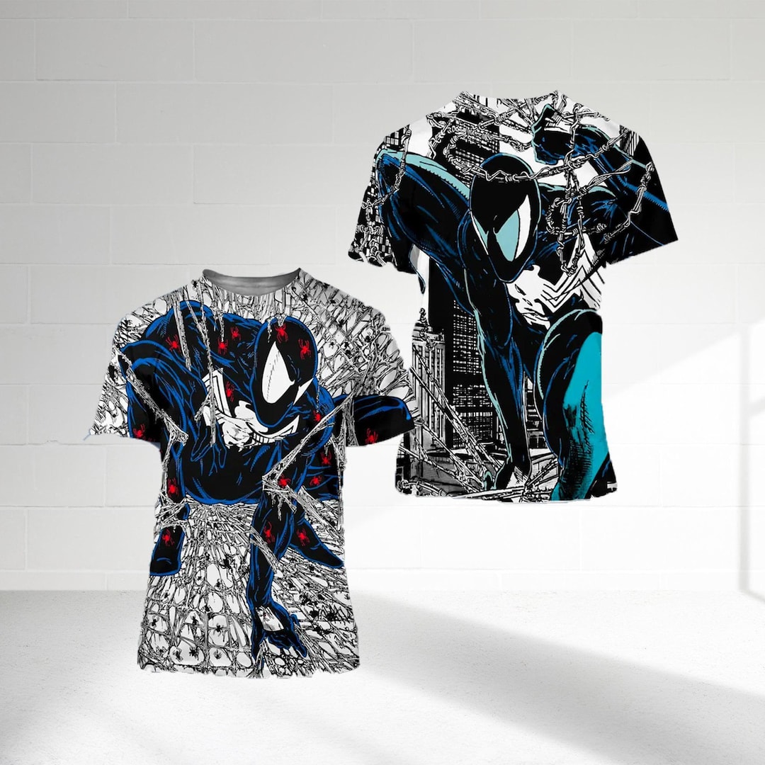 Spiderman Symbiote 3D T-shirt, Superhero Villain All Over Print T-shirt ...