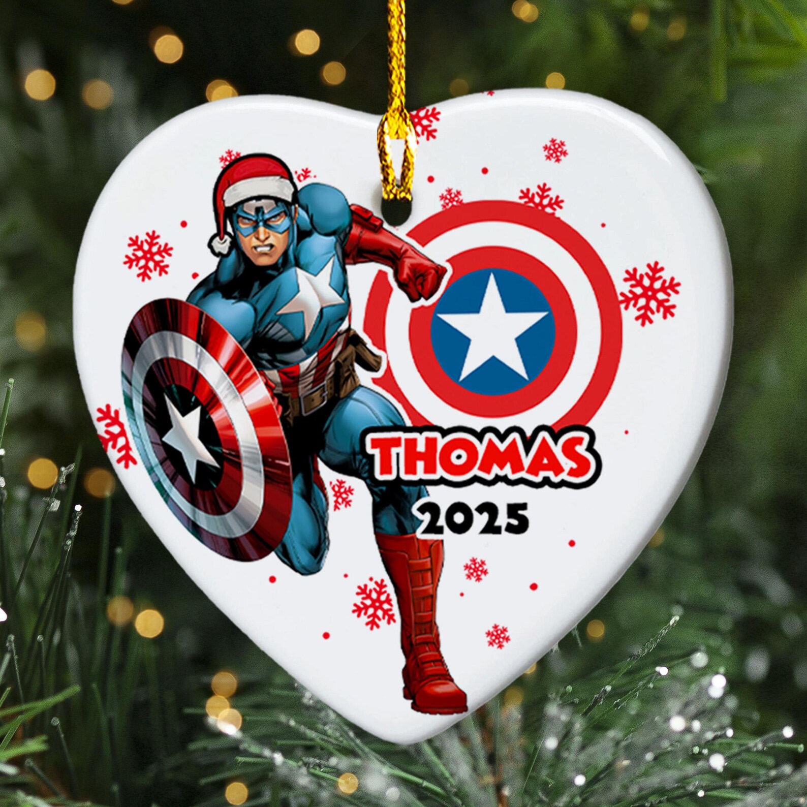 Personalized Marvel Captain America Christmas Ornament, Superhero ...