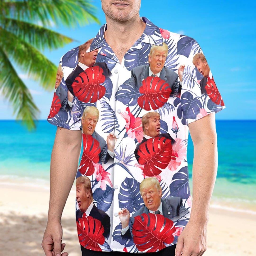 Donald Trump Face Tropical Hibiscus Floral Hawaiian Shirt, Trump ...
