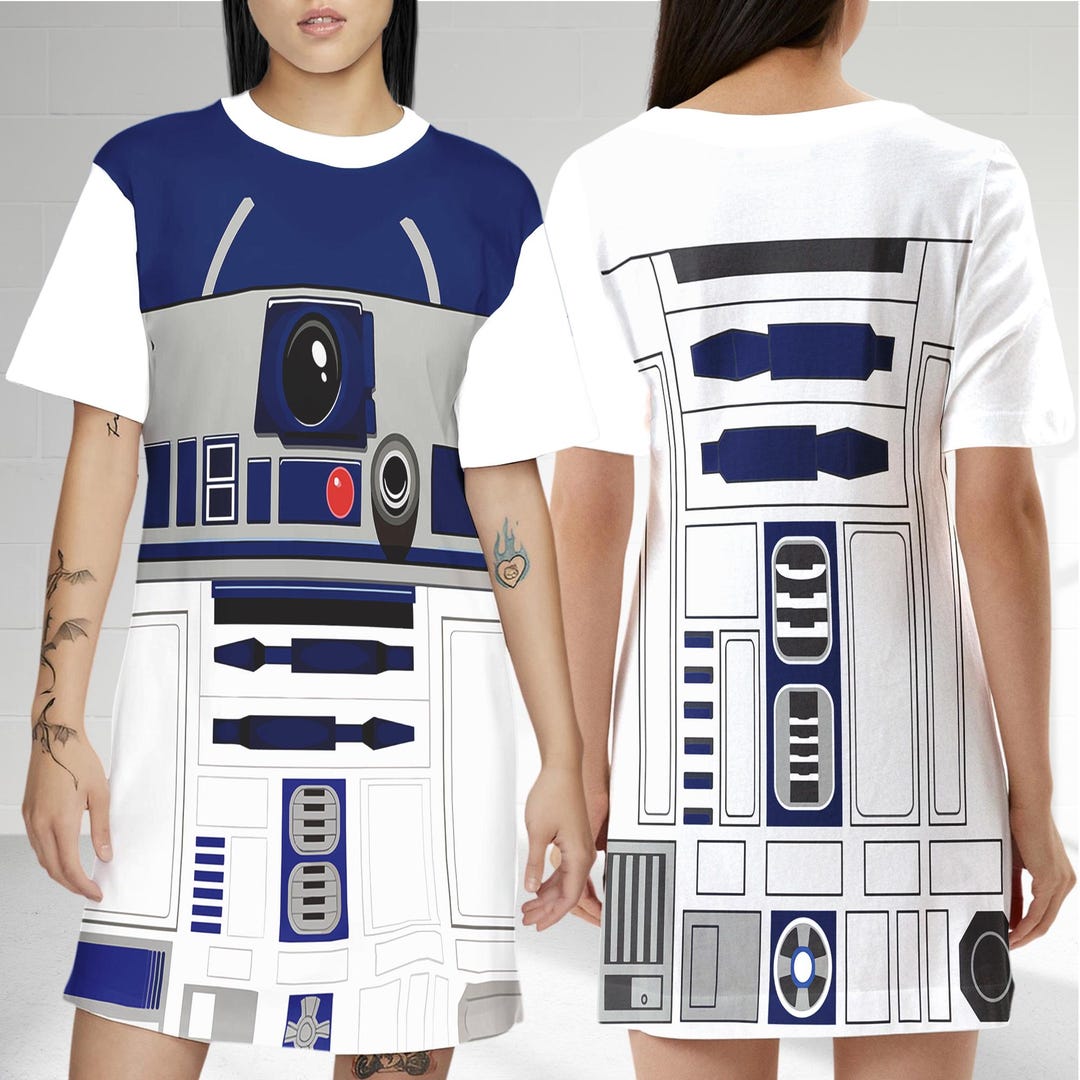 R2-D2 Robot T-shirt Dress, Star Wars Movie T-shirt Dress, R2-D2 Robot ...