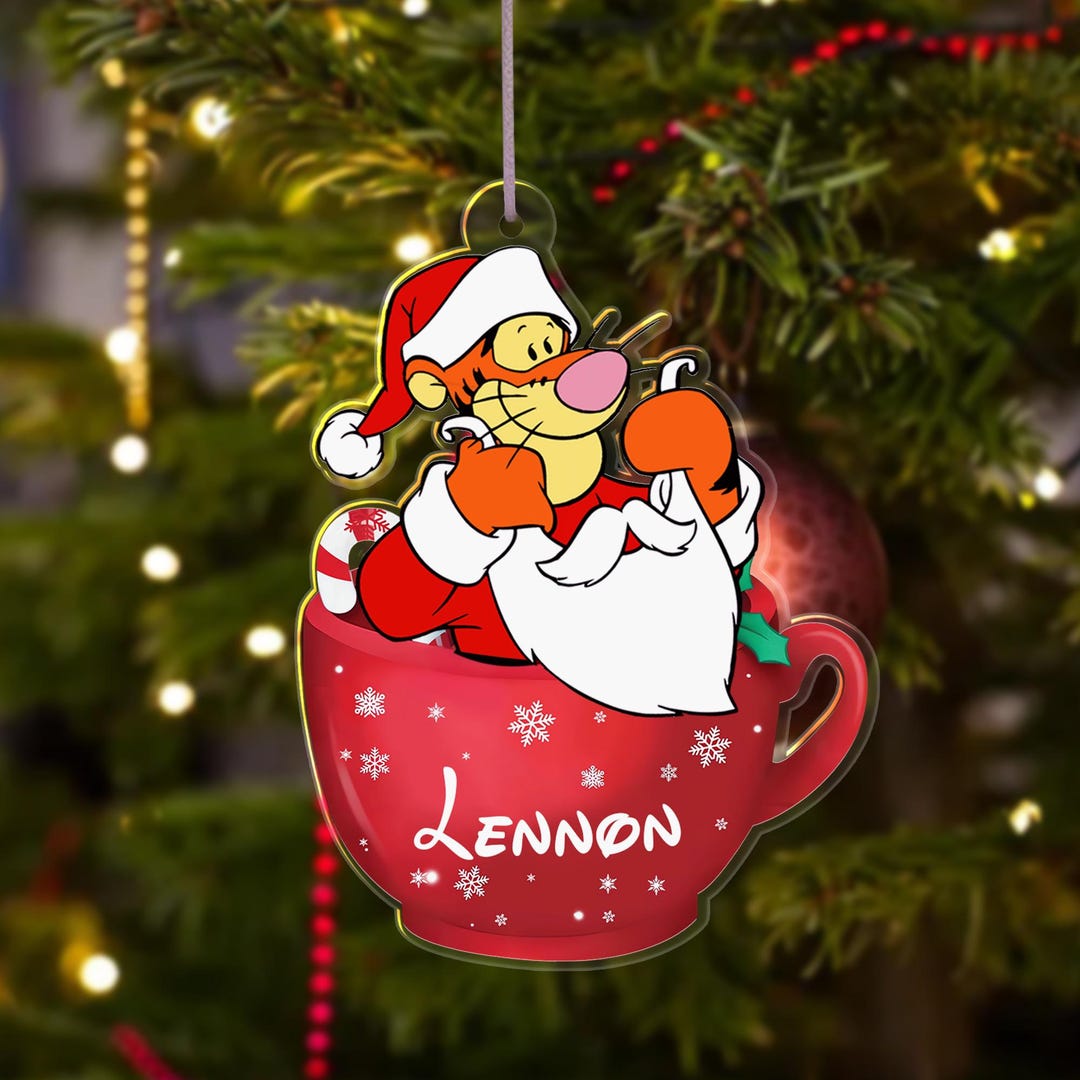 Personalized Tigger Tea Cup Christmas Ornament, Cute Tigger 2024 ...