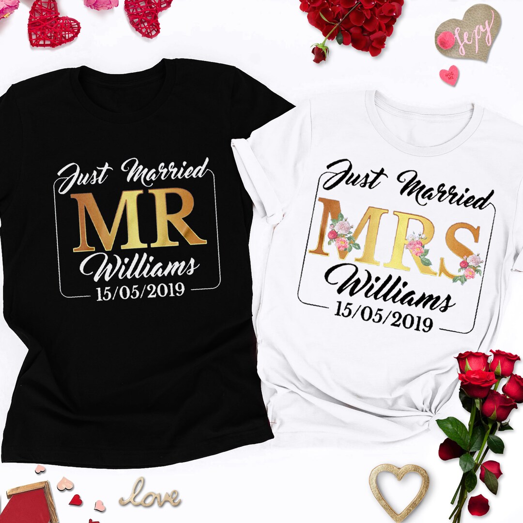 Custom Mr and Mrs Just Married Matching Shirt, His and Her Shirts for ...