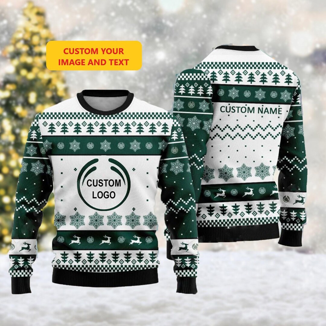 Personalized the Shop Logo Ugly Christmas Sweater, Custom Logo Photo ...