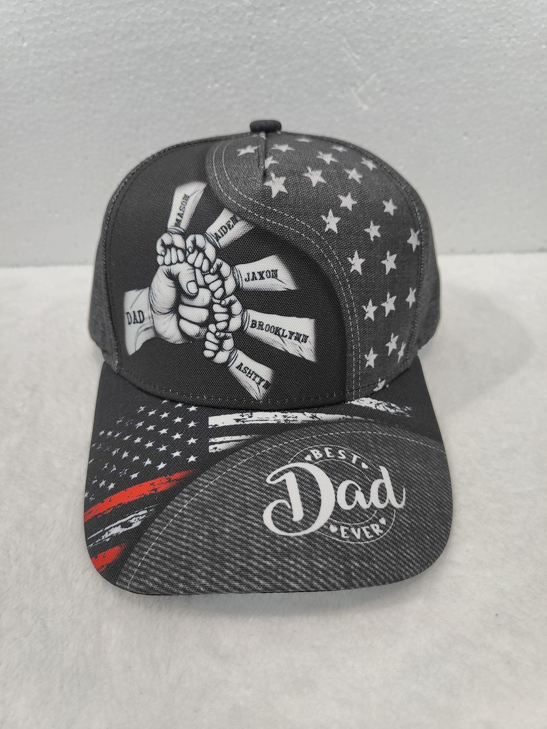 Personalized American Dad Classic Cap, Best Dad Ever Hat With Kid Name ...