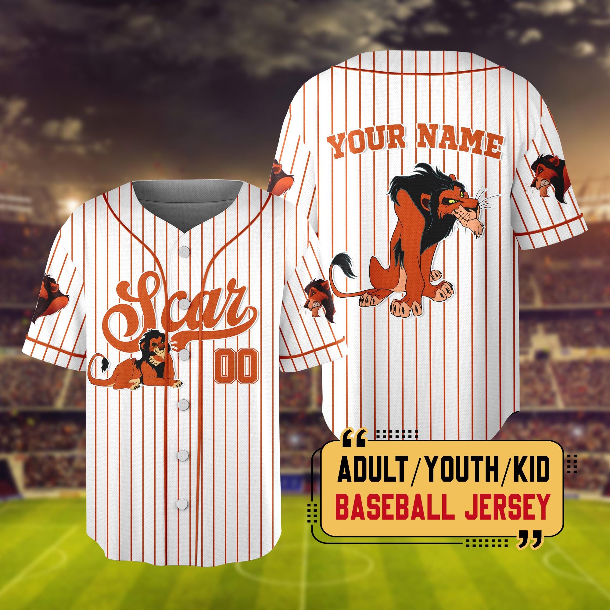 Personalized Wdw the Lion King Scar Baseball Jersey, Custom Scar Lion ...