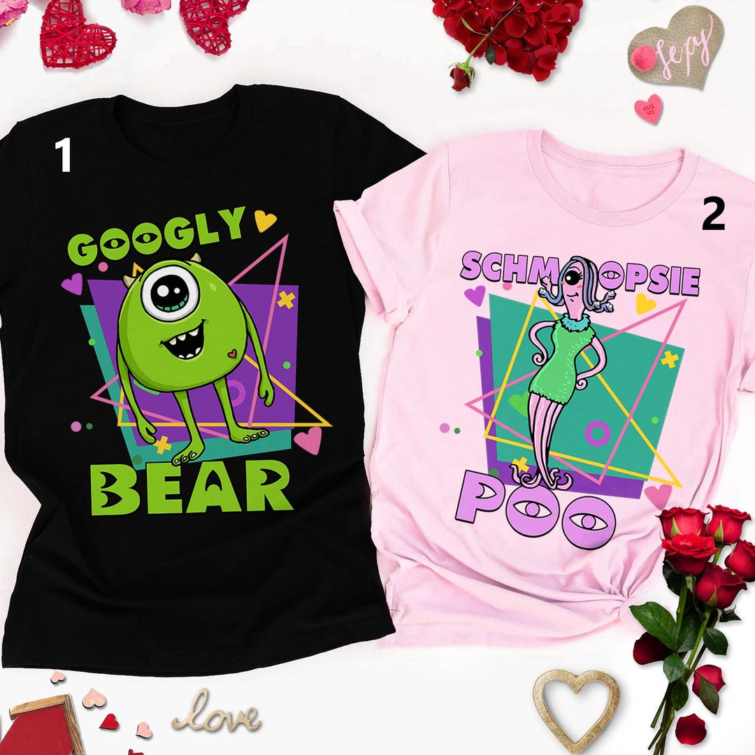 Retro Bear and Poo Shirt, Monsters Inc Couple Valentine T-shirt, Couple ...