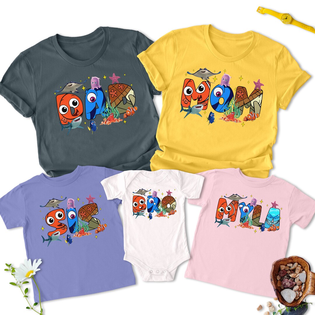 Personalized Animated Fish Characters Shirt, Custom Name Finding Fish ...