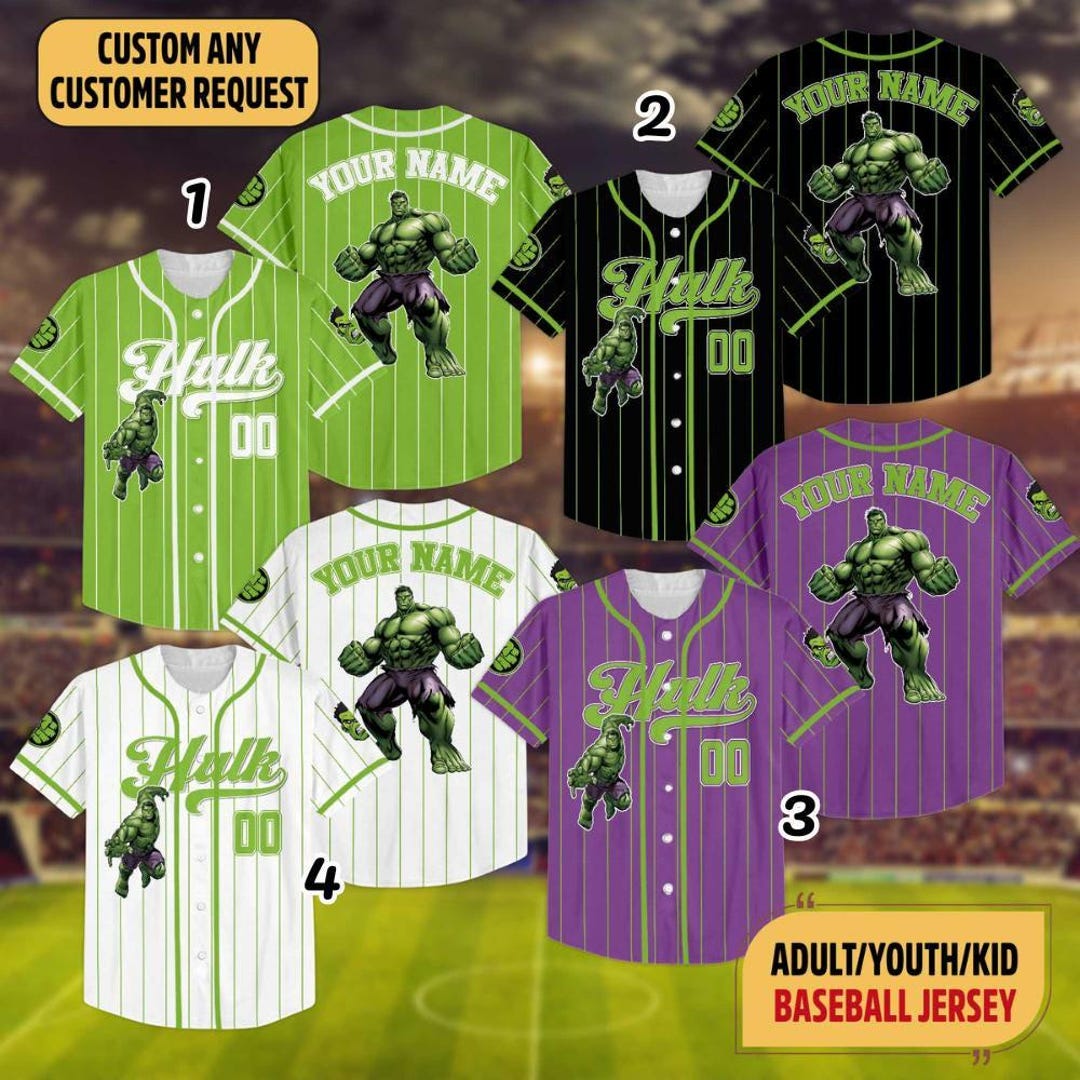 Personalized Hulk Baseball Jersey, Custom Marvel Hulk Baseball Jersey ...