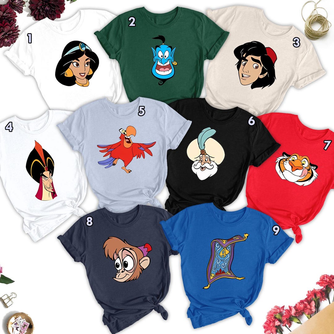 Retro Aladdin Characters Matching Custom T-shirt, Magic Kingdom Trip T ...