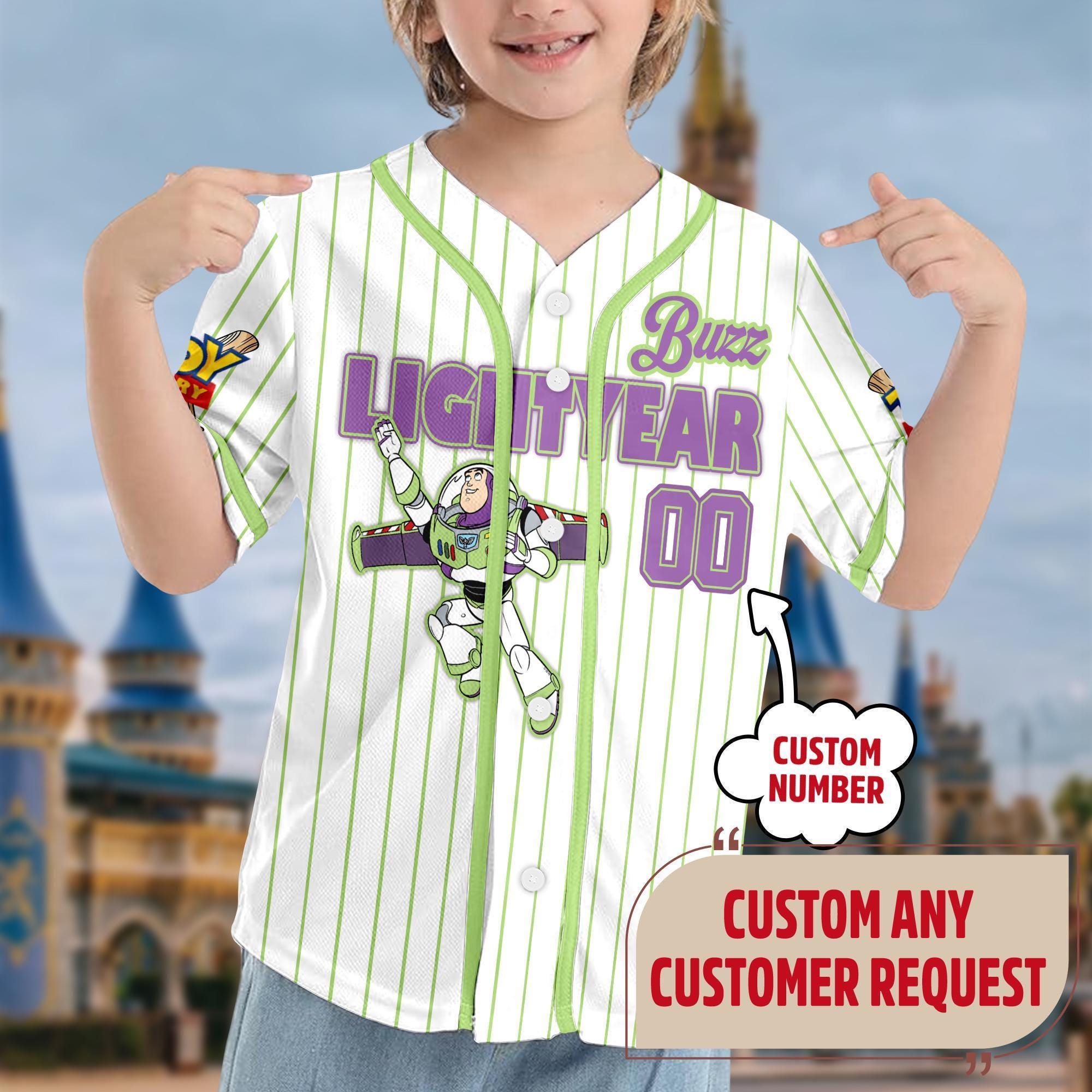 Custom Toy Story Buzz Lightyear Baseball Jersey, Magic Kingdom Trip ...