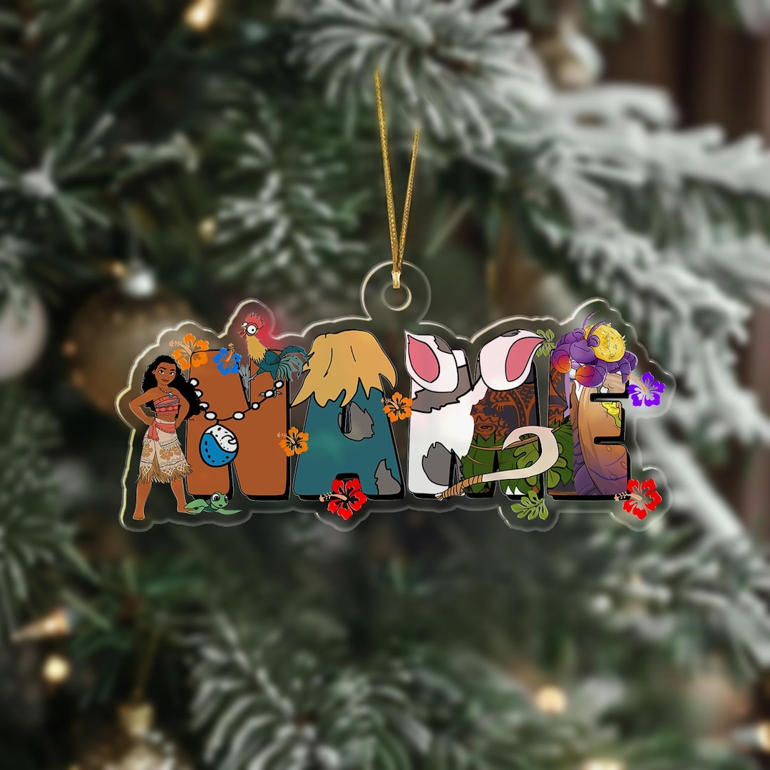 Personalized Moana Princess Christmas Ornament, Moana Family and Group ...