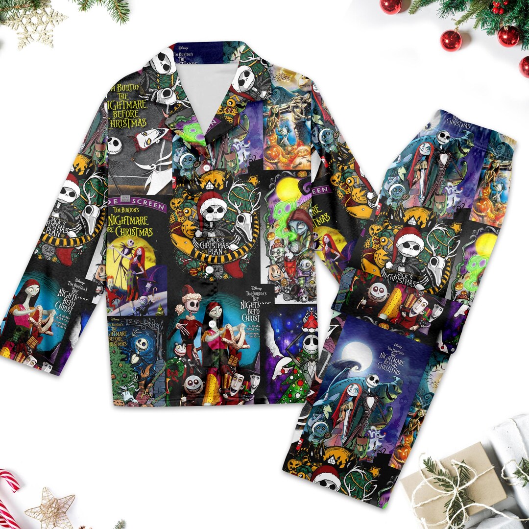 Nightmare Before Christmas Pajamas, Retro Jack Skellington Pajama Set ...