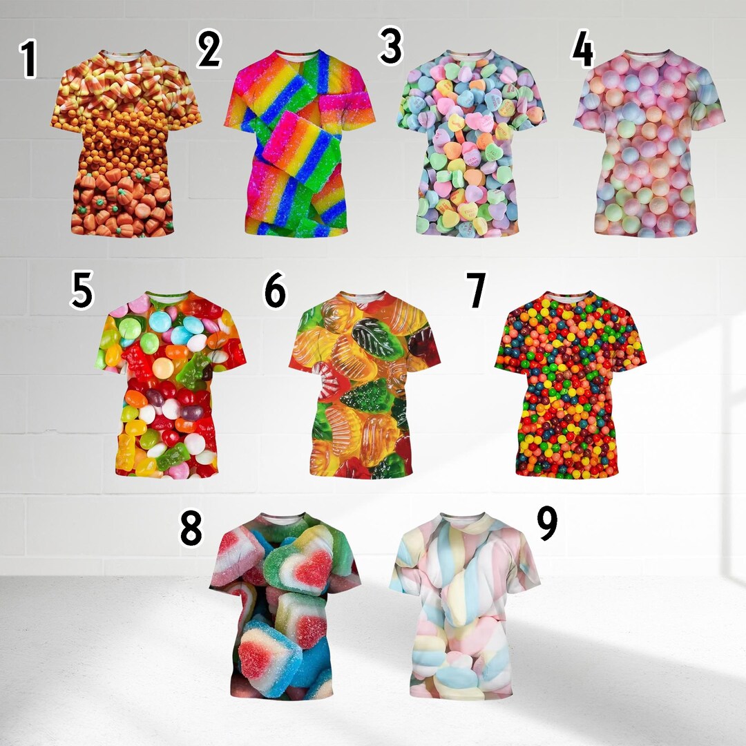 Funny Candy Chocolate 3D Halloween Costume T-shirts, Chew Unisex Family ...