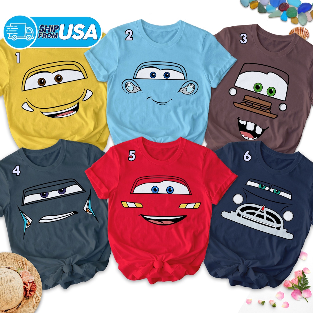 Funny Cars Face Outline Family Matching Shirt, Cars Group Shirt, Family ...