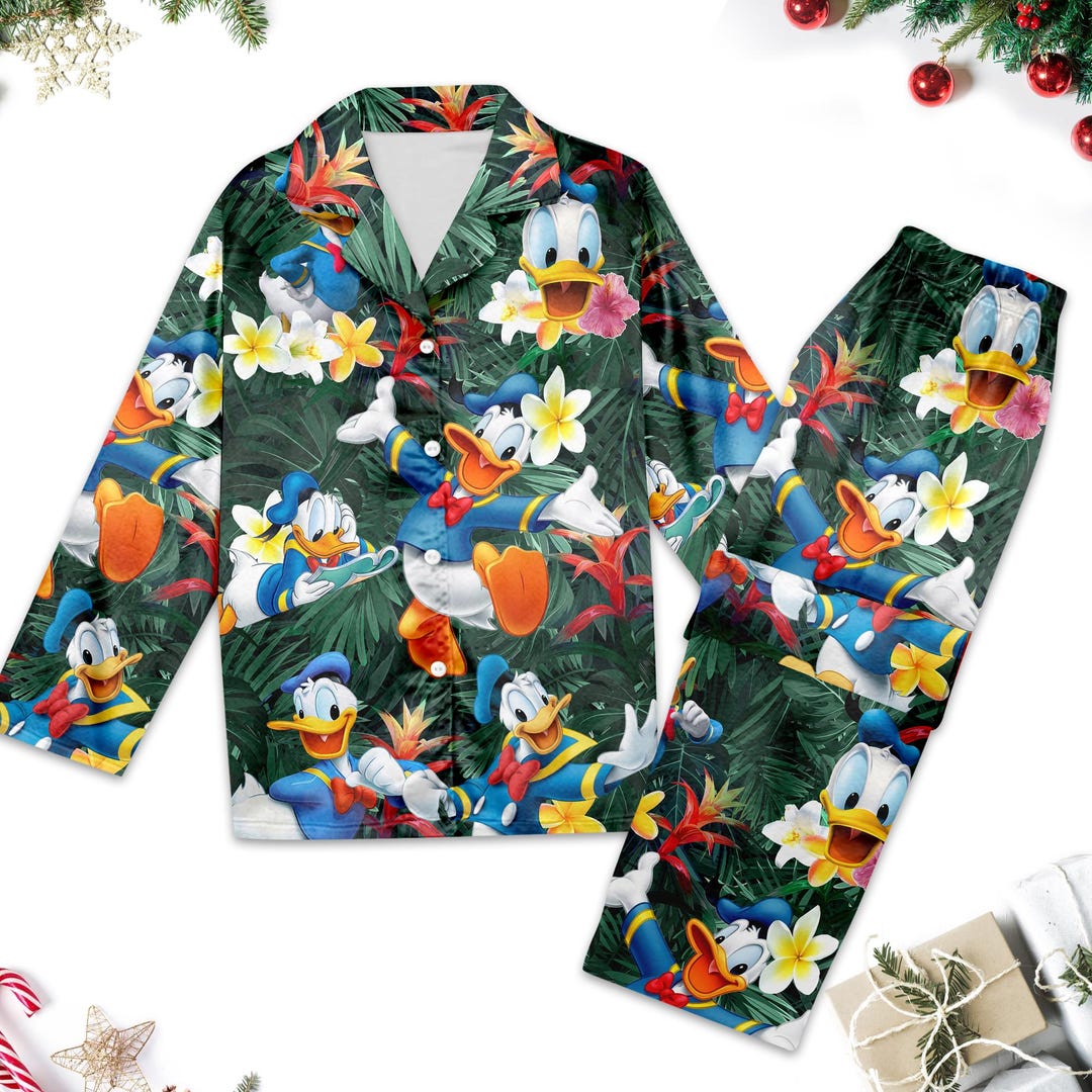 Tropical Donald Duck Pajamas, Donald Duck Pajamas Set Women, Cartoon ...