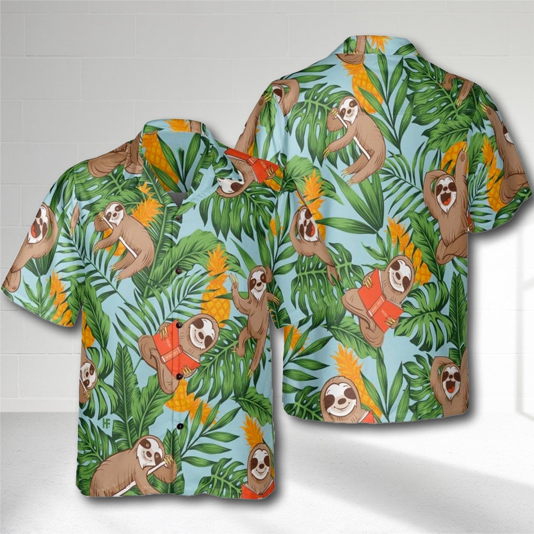 Tropical Sloth Hawaiian Shirts for Men Women, Funny Sloth Hawaii Shirt ...