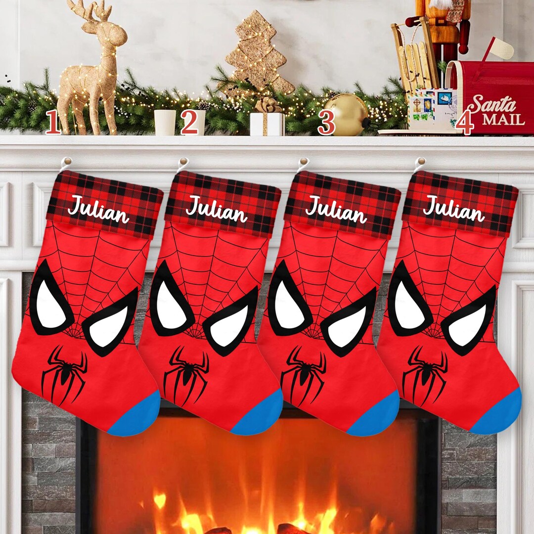 Spiderman Xmas Stocking, Spiderman Movie Christmas Stockings, Superhero ...