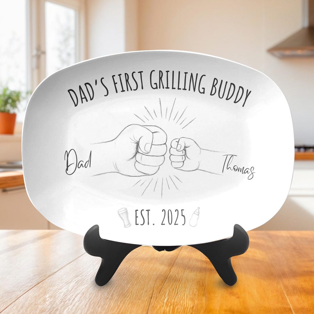 Custom Dad Kid Fist Bump With Name Platter, Personalized Papa First ...