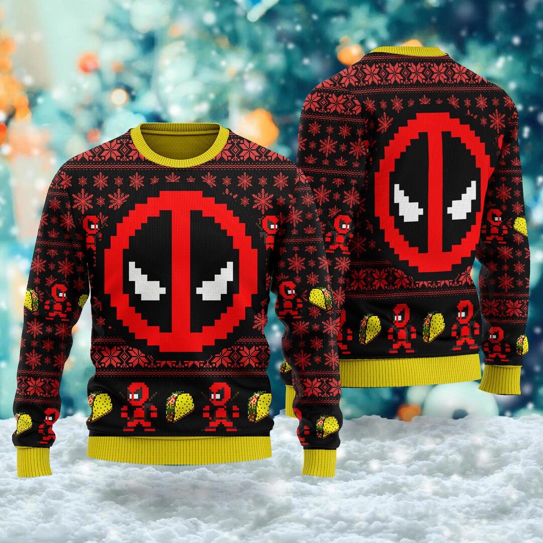 Funny Superhero Character Movie Ugly Christmas Sweater, Hero Icon Xmas ...