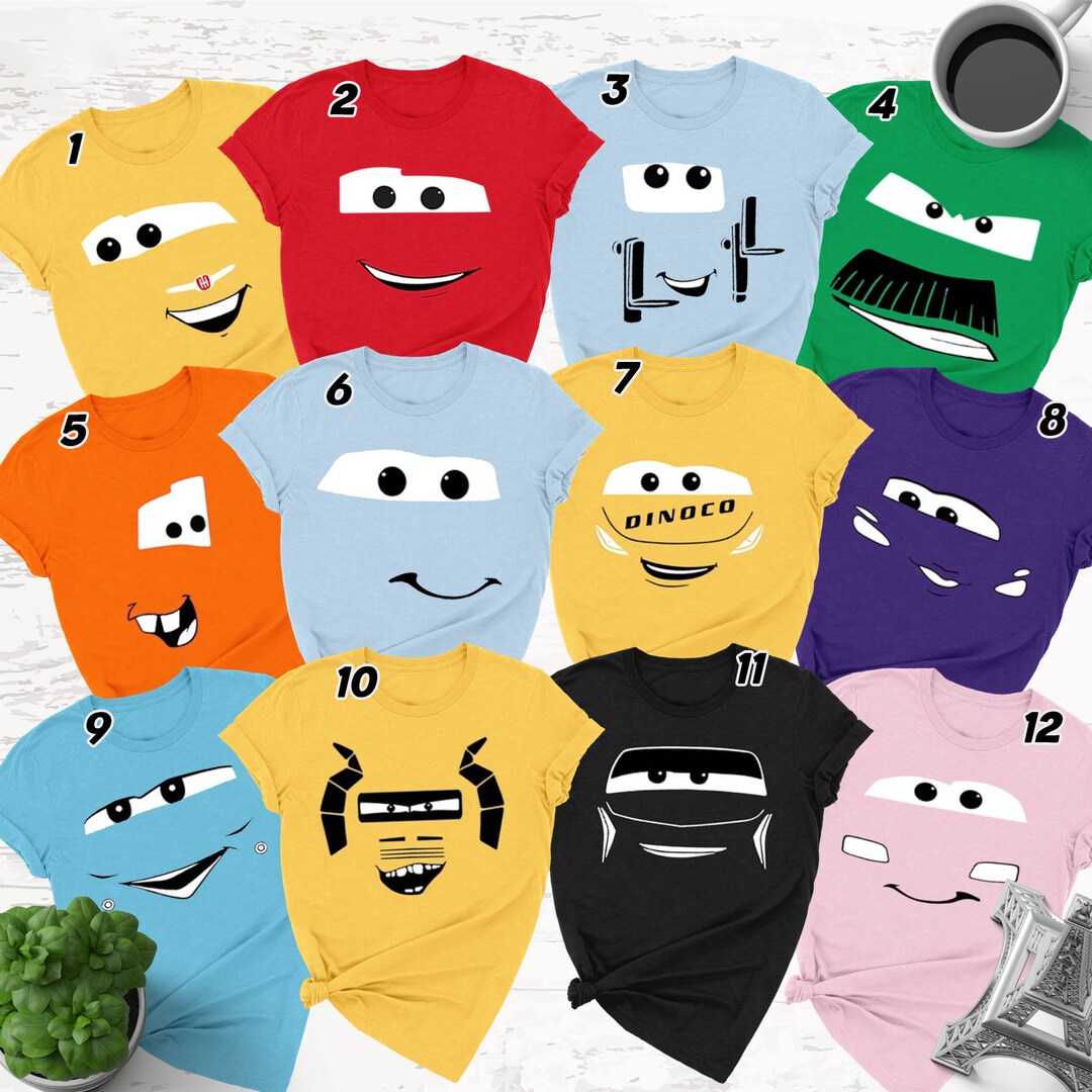 Cars Characters Shirt, Cars Group Halloween Costume Shirt, Cars Theme ...