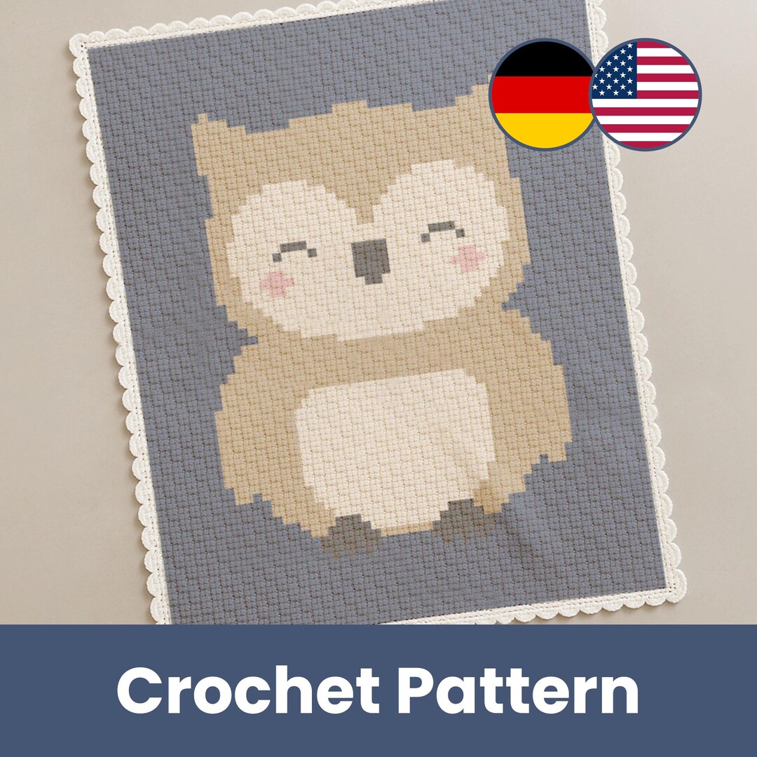 Crochet Pattern Baby Blanket Owl Luna – C2C Design PDF – DIY Animal ...