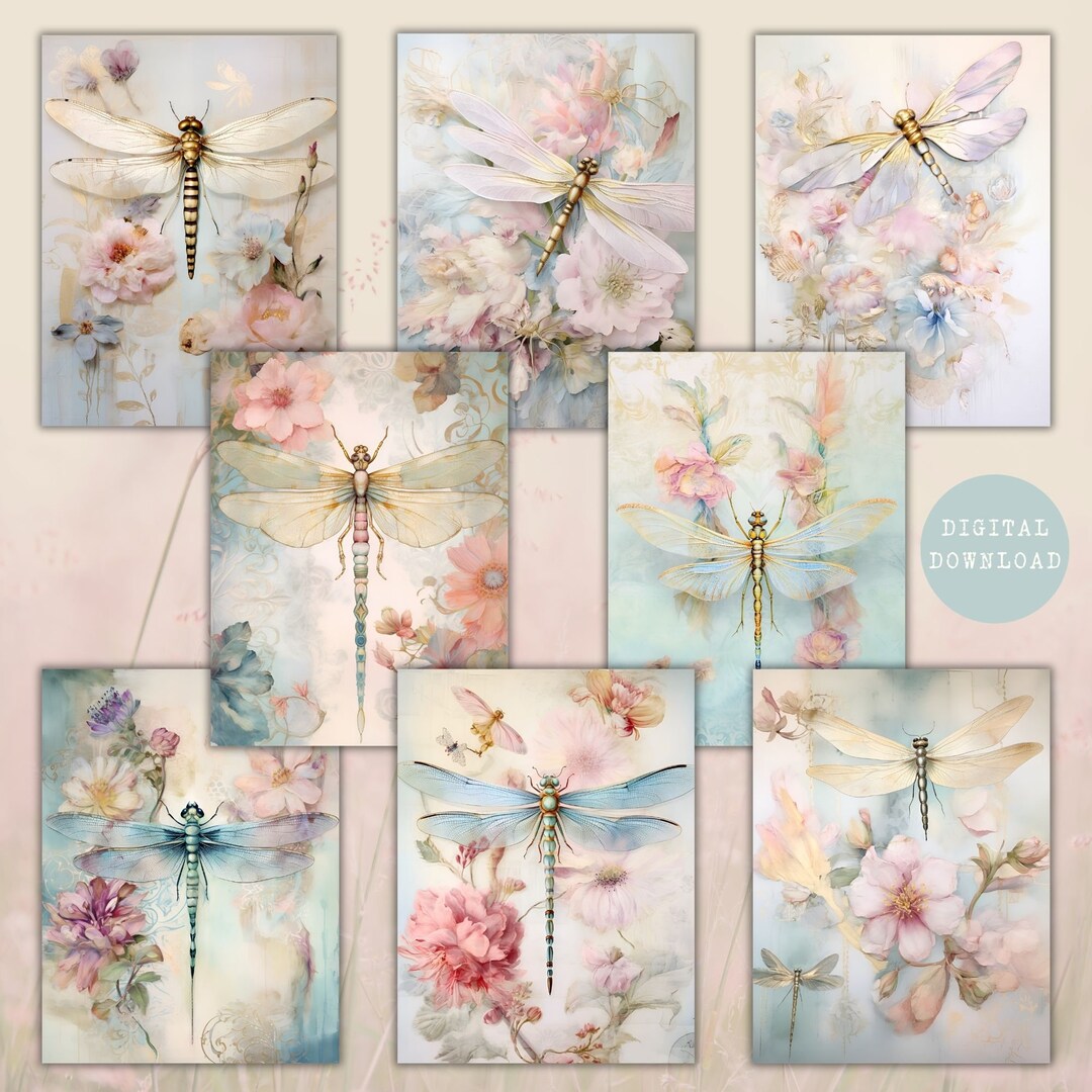 Dreamy Dragonflies ATC | Rococo Style Journaling Papers | Vintage ...