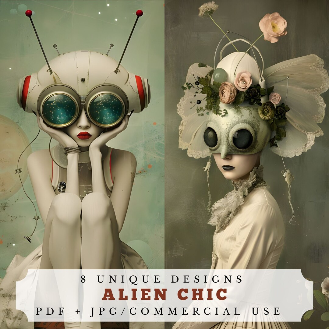 Alien Chic, Futuristic Junk Journal Kit, Printable Collage Supplies ...
