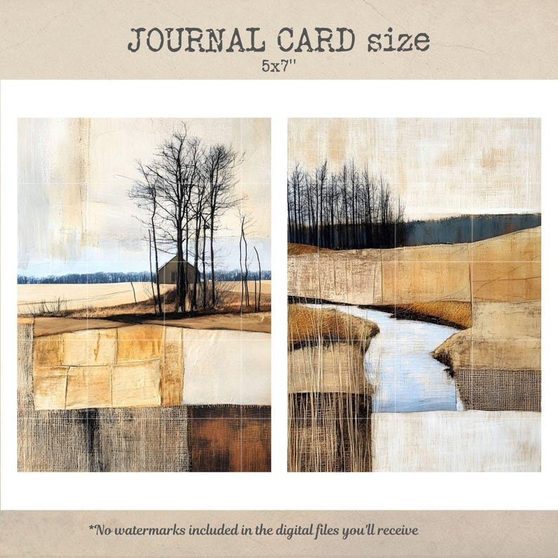 Textured Fields Junk Journal Pages: Mixed Media Collage Graphics (PDF ...