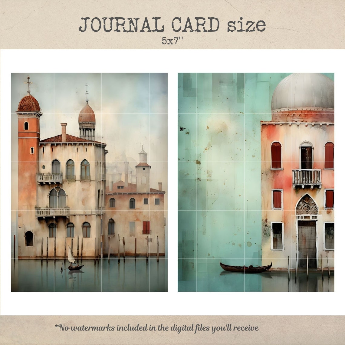 Venetian Reflections, Venice-inspired Junk Journal Papers, Unique ...