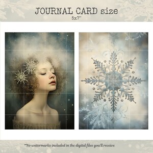 Snowflake Junk Journal Pages, Printable Winter Papers for Scrapbooking ...