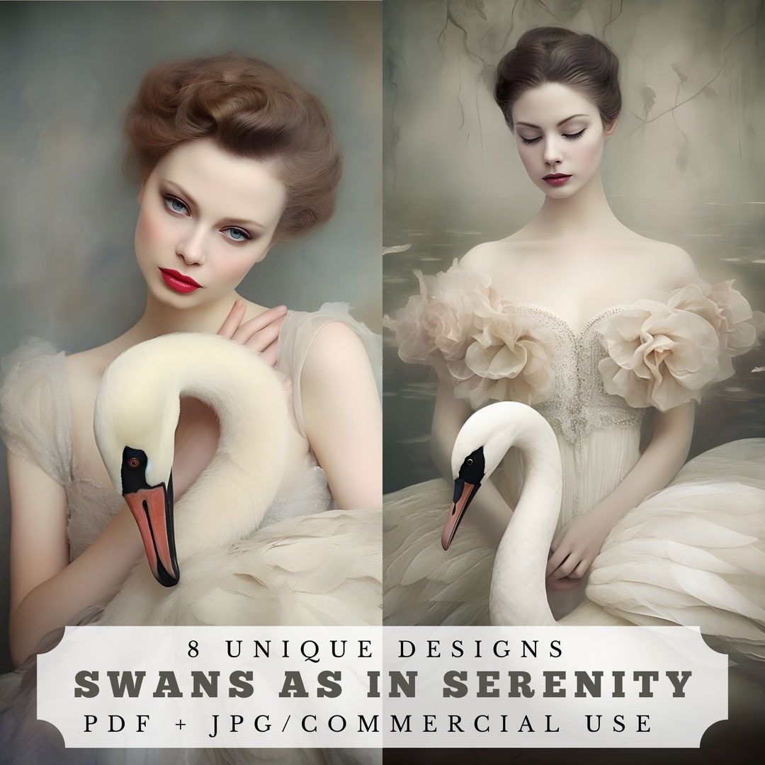 Swan Portraits, Surreal Ephemera, Junk Journal, Collage (PDF & JPG) - Etsy