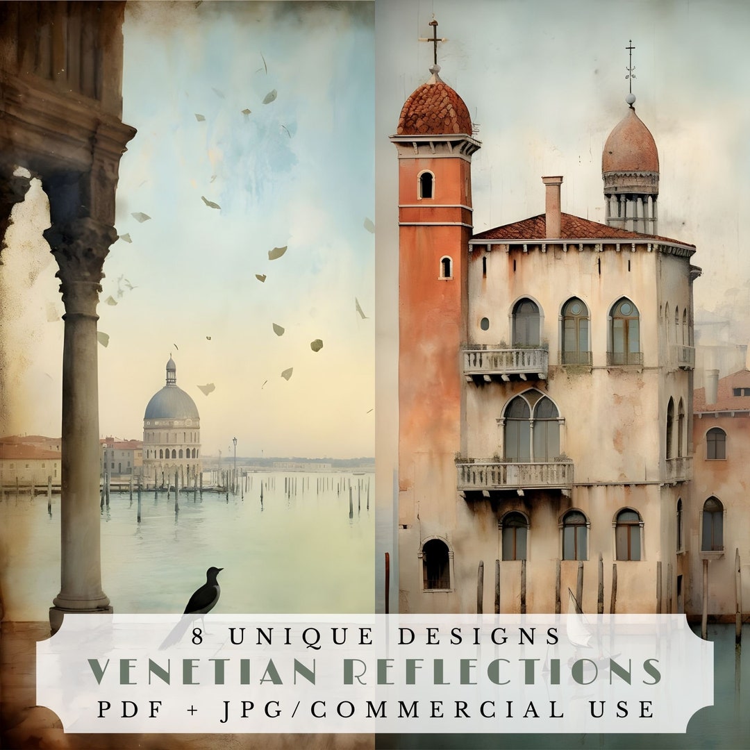 Venetian Reflections, Venice-inspired Junk Journal Papers, Unique ...