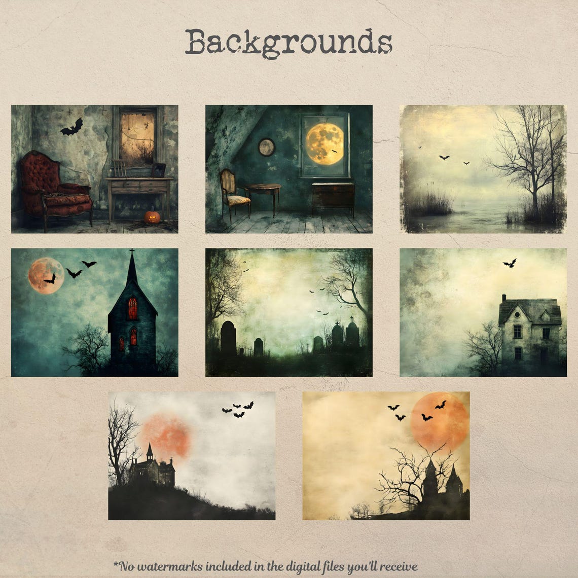Creepy Halloween Collage Graphics, Eerie Junk Journal Art (digital ...