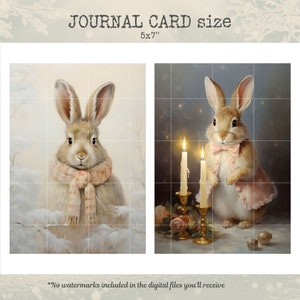 Christmas Bunnies Junk Journal Pages, Printable Papers for Scrabooking ...