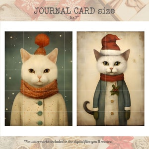 Quirky Christmas Cats, Printable Junk Journal Pages, Digital Ephemera ...